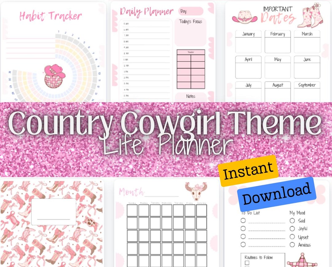Country Cowgirl Life Planner Bullet Journal Printable PDF - Etsy