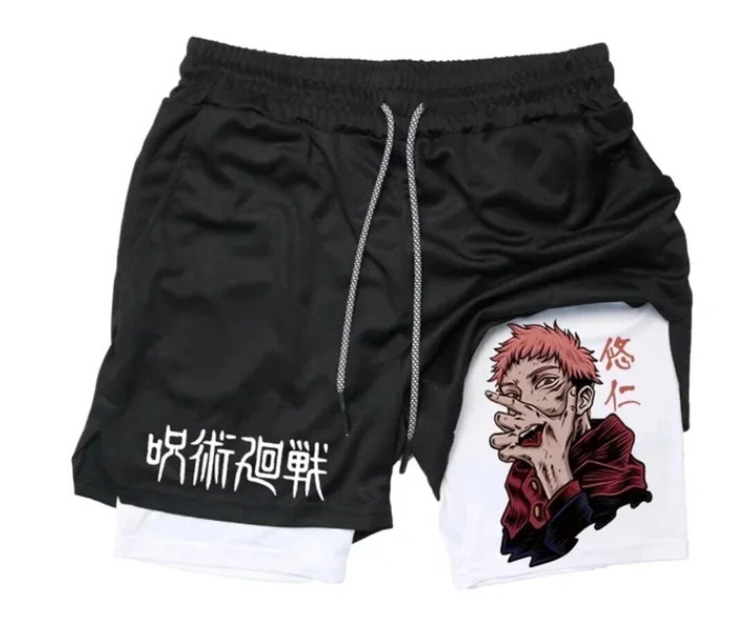 Itadori Yuji 2 in 1 Compression Shorts for Men Anime Jujutsu Kaisen ...