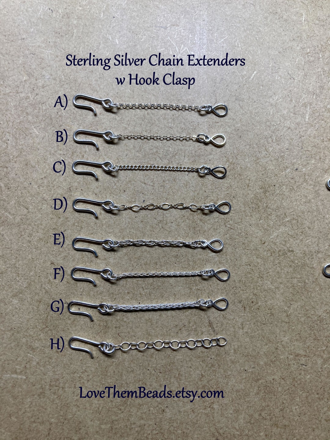 Sterling Silver Easy Hook Chain Extenders, Choose From Rolo, Curb ...
