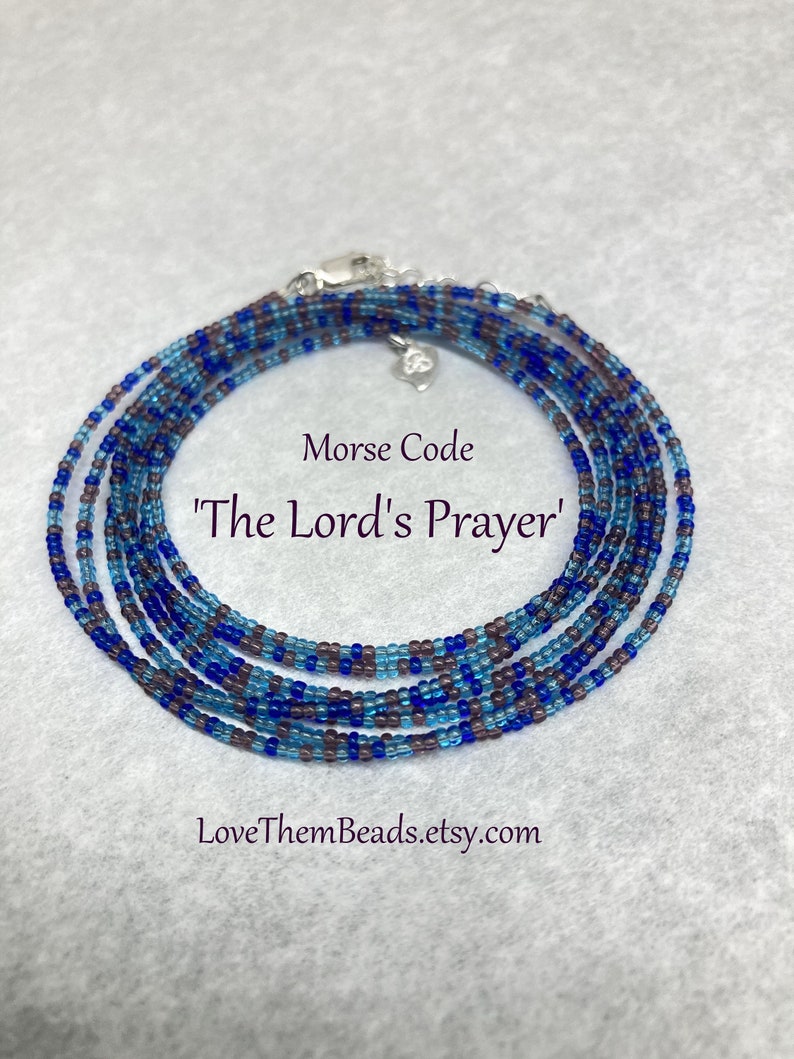 The Lord's Prayer Bracelet in Morse Code Tiny Blue and - Etsy