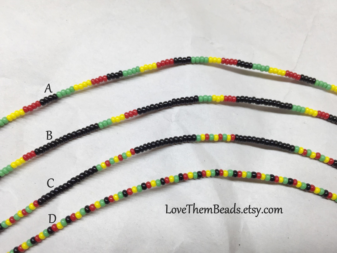Tiny Rasta Reggae Seed Bead Necklace Bracelet Anklet Choker, Small ...