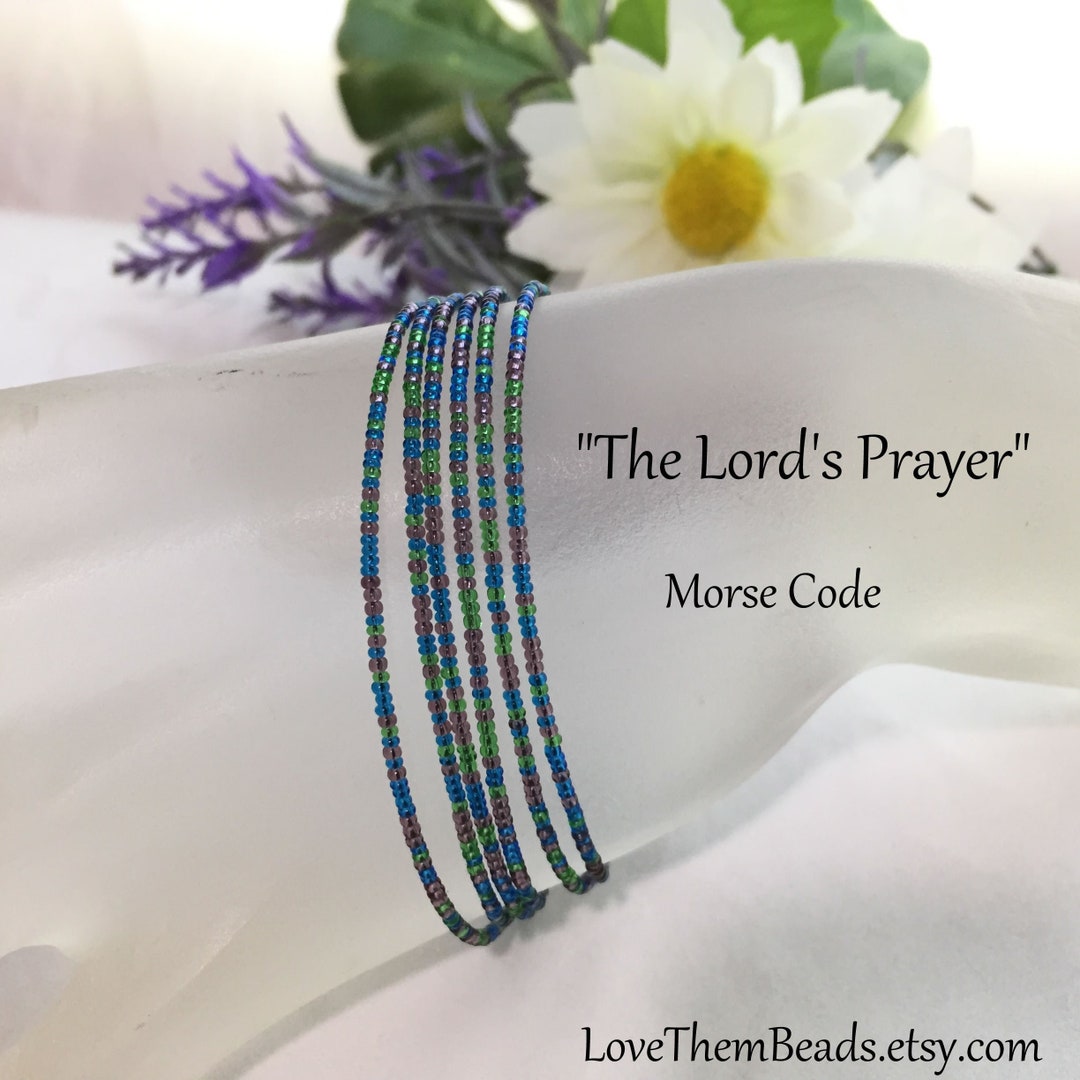 The Lord's Prayer Bracelet in Morse Code, Tiny Seed Bead Wrap Bracelet ...