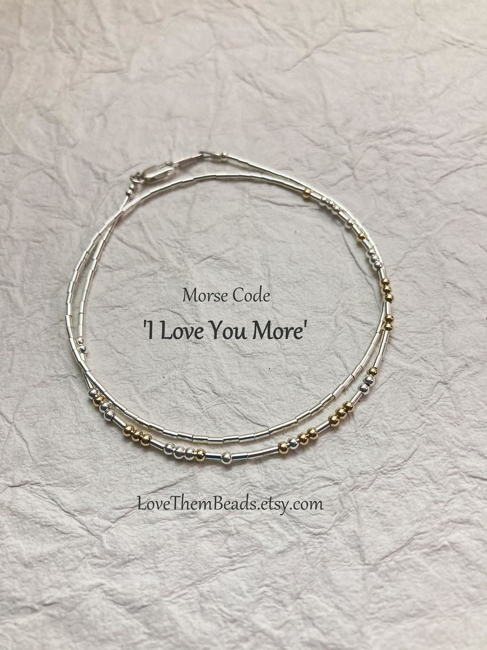 I Love You More Morse Code Seed Bead Wrap Bracelet Silver & - Etsy