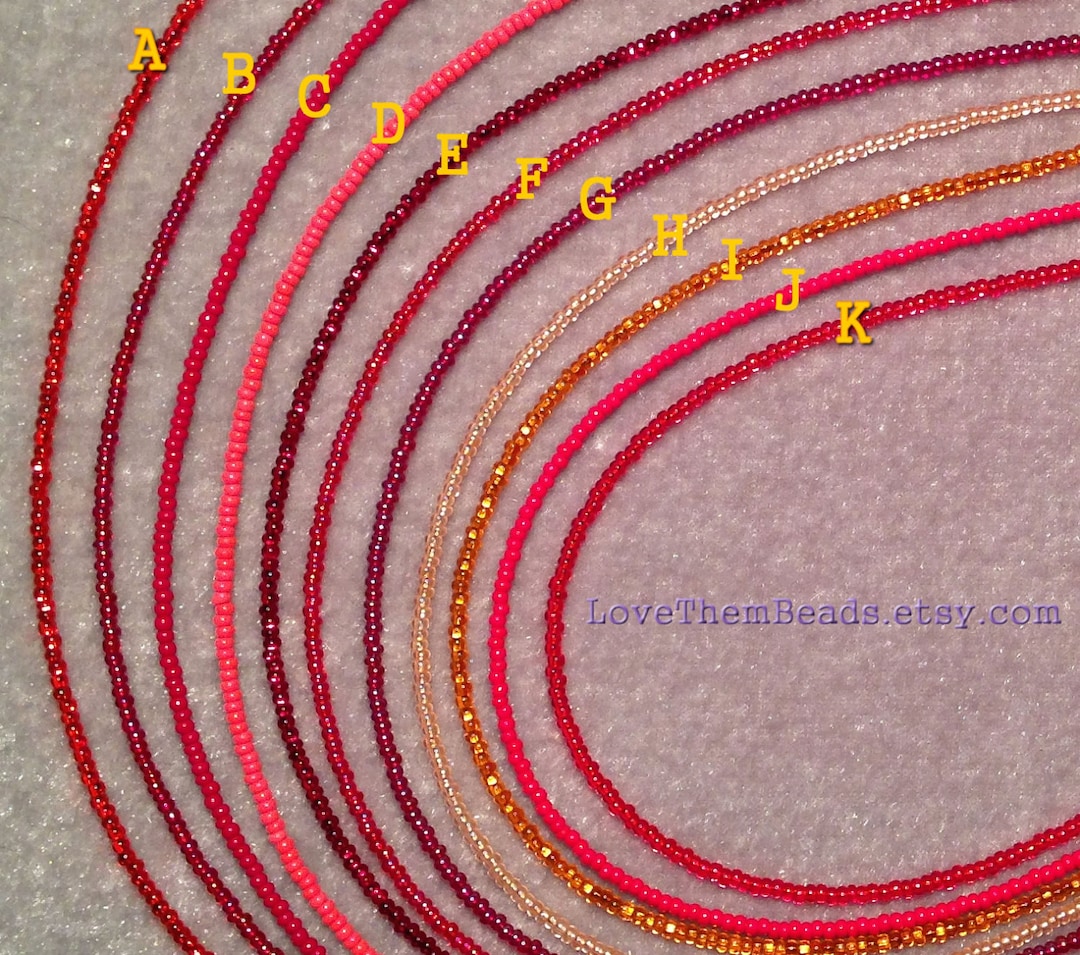 Red Seed Bead Necklace Shades of Ruby Garnet Red Thin Beaded Layered ...