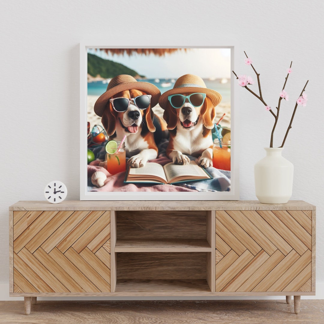 Beagle Friends Relaxing on the Beach Digital Images Fun, Photos, Prints ...