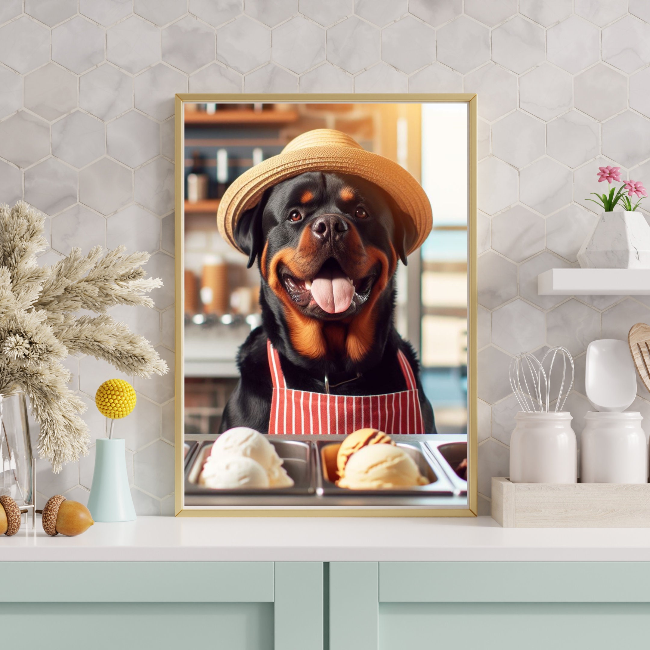 Rottweiler Ready to Serve You Ice Cream in New Job at the Ice Cream ...