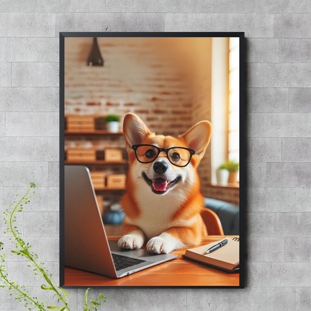 Corgi Looking Cute Working in the Office, Welsh Corgi, Having Fun, Dog ...