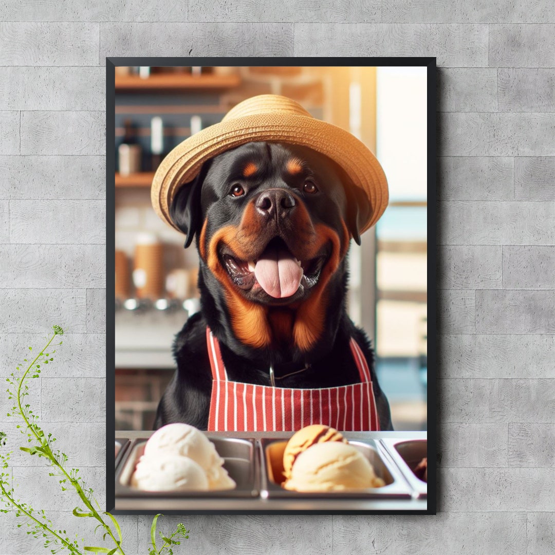 Rottweiler Ready to Serve You Ice Cream in New Job at the Ice Cream ...