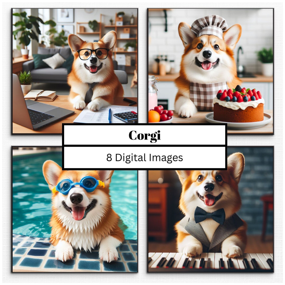 Corgi 8 Digital Images in Fun Everyday Situations, Photo Print, Gifts ...