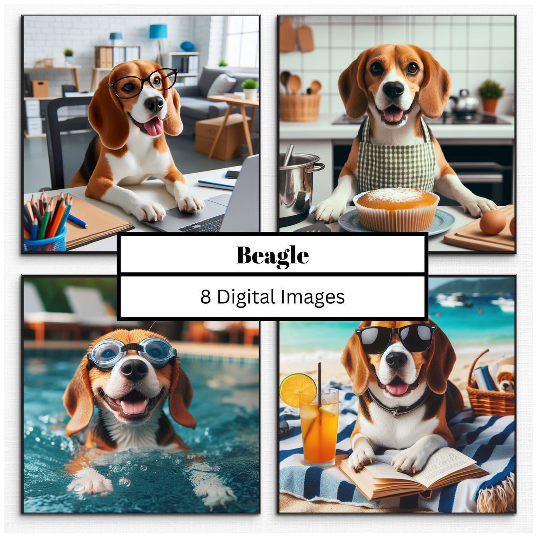 Beagle 8 Digital Images in Fun Everyday Situations, Photo Print, Gifts ...