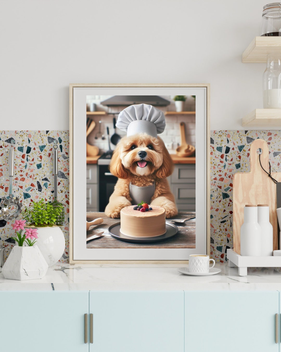 Cavapoo Cockapoo Digital Download Baking Cake in Kitchen Dog Gift Cute ...