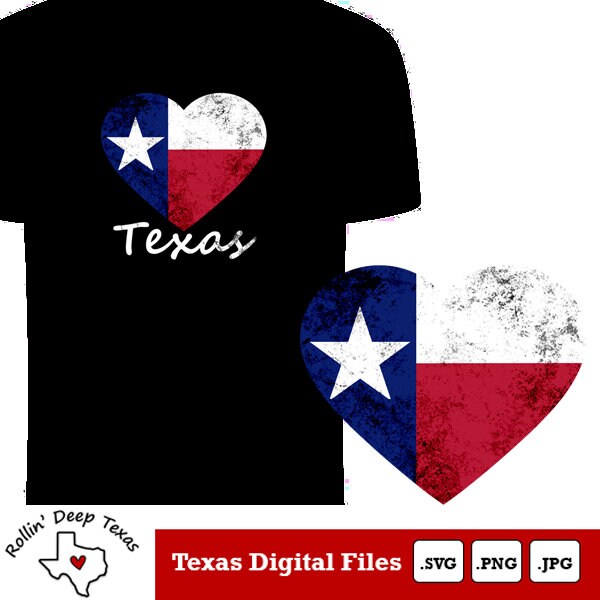 Texas Heart Flag Design SVG/PNG/JPG Files | Texas Cut Files | United ...