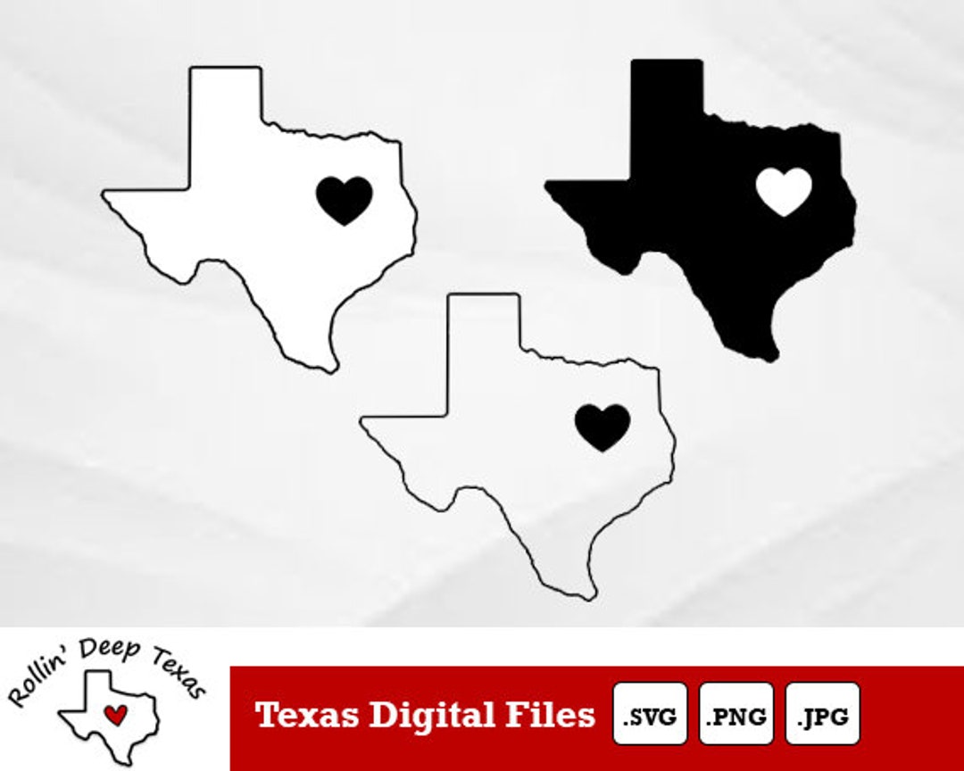Texas Outline Heart SVG/PNG/JPG Files Texas Cut Files United States of ...