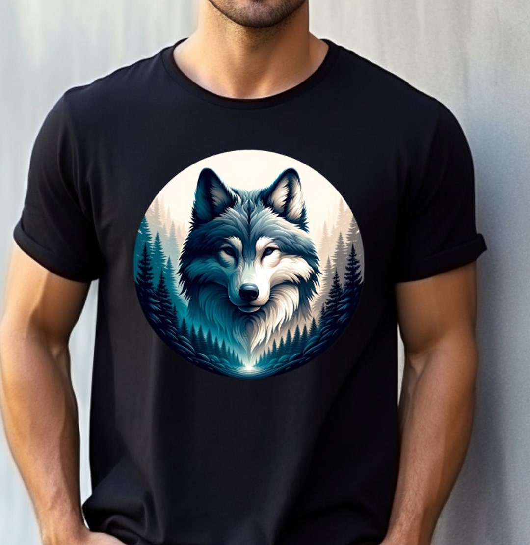 Wolf T-shirt, Wolf Tee, Wolf Camping T Shirt, Wolf Casual Tshirt, Wolf ...