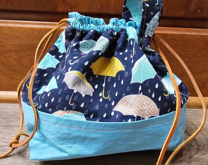 DISCOUNTED Prototype Medium Leather Drawstring Project Bag, Knitting ...