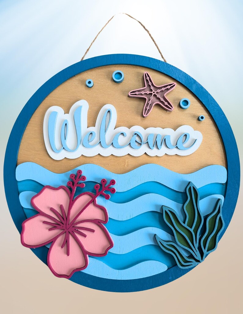 Multilayered Beach Welcome Sign DIGITAL Laser SVG File - Etsy