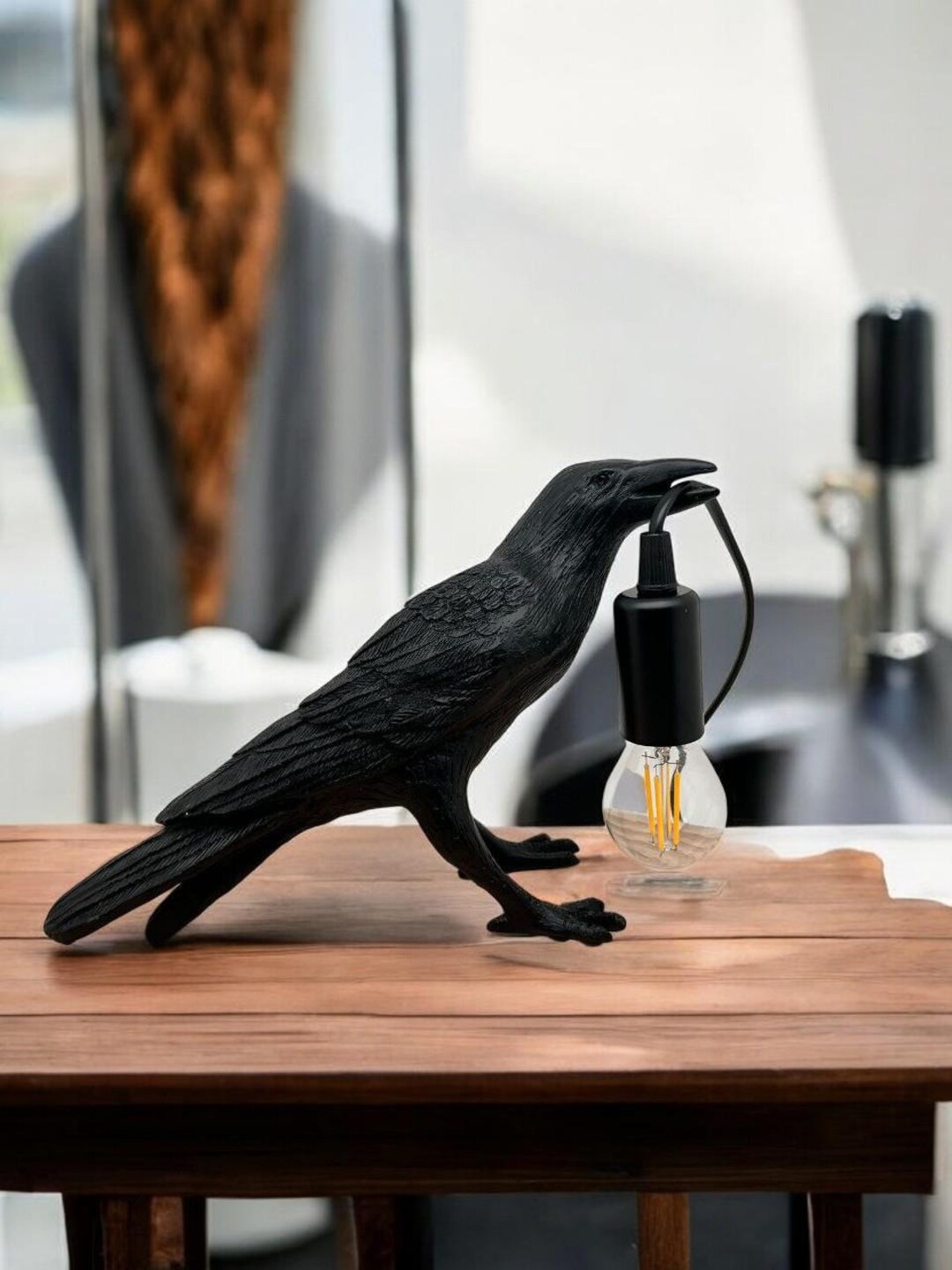 Gothic Decor, Bird Lamp Bird Decoration Crow Lamp Crow Decoration Raven ...
