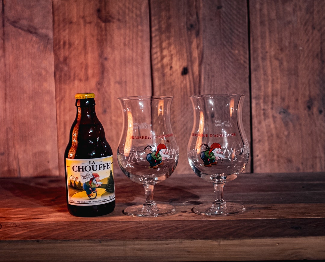 La Chouffe Beer Glasses: 2 Original Belgian Beer Glasses La Chouffe 33 Cl / La Chouffe Gift ...