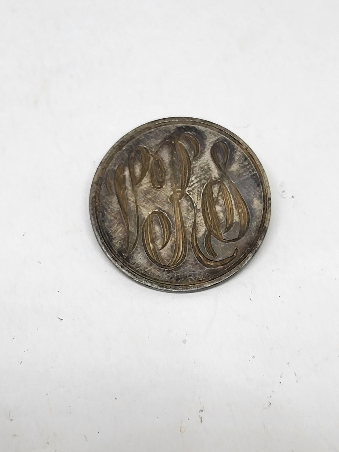 Antique A & Z Sterling Silver Round Love Token Brooch Monogrammed ISR ...