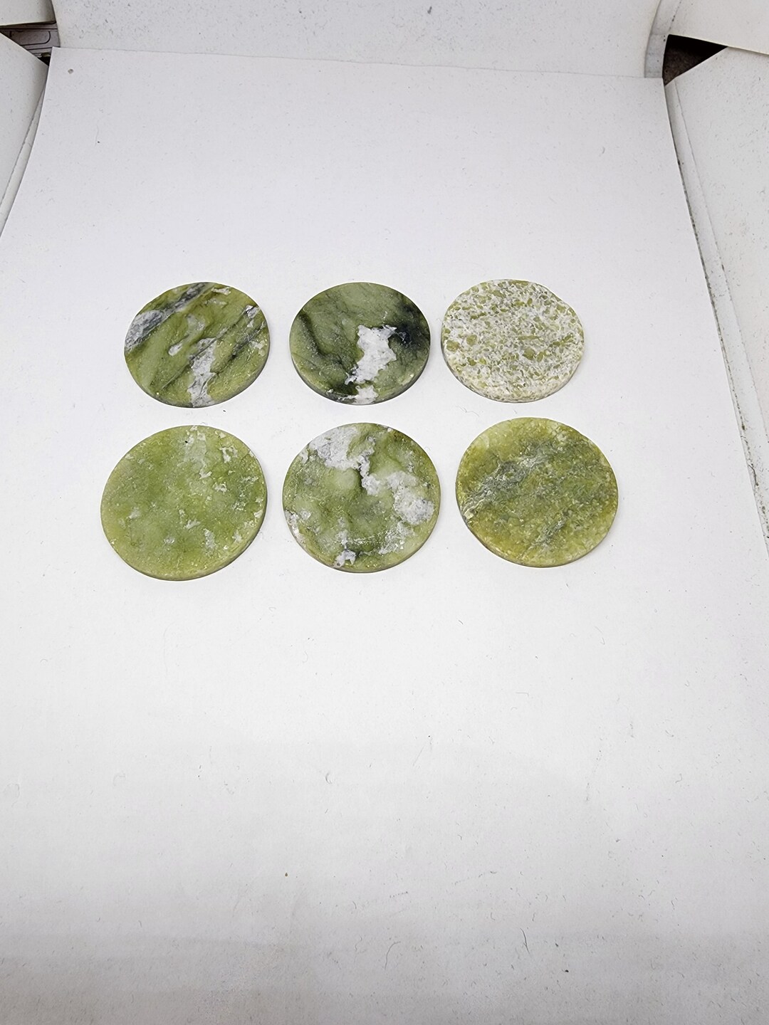 Vintage Green Jade Germanium Gemstone 40.4mm X 5mm Round Disc Slabs for ...