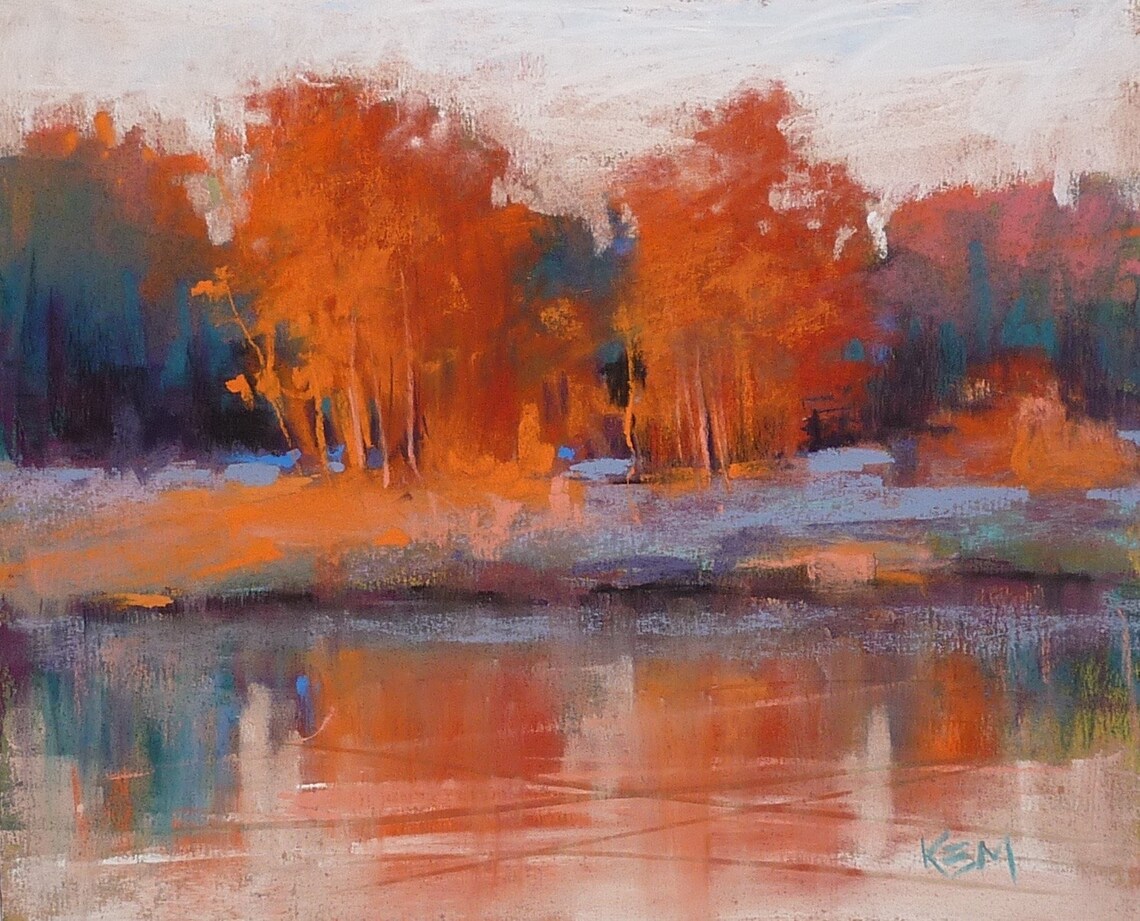 RED Trees in Autumn CONTEMPORARY Landscape Large Original - Etsy