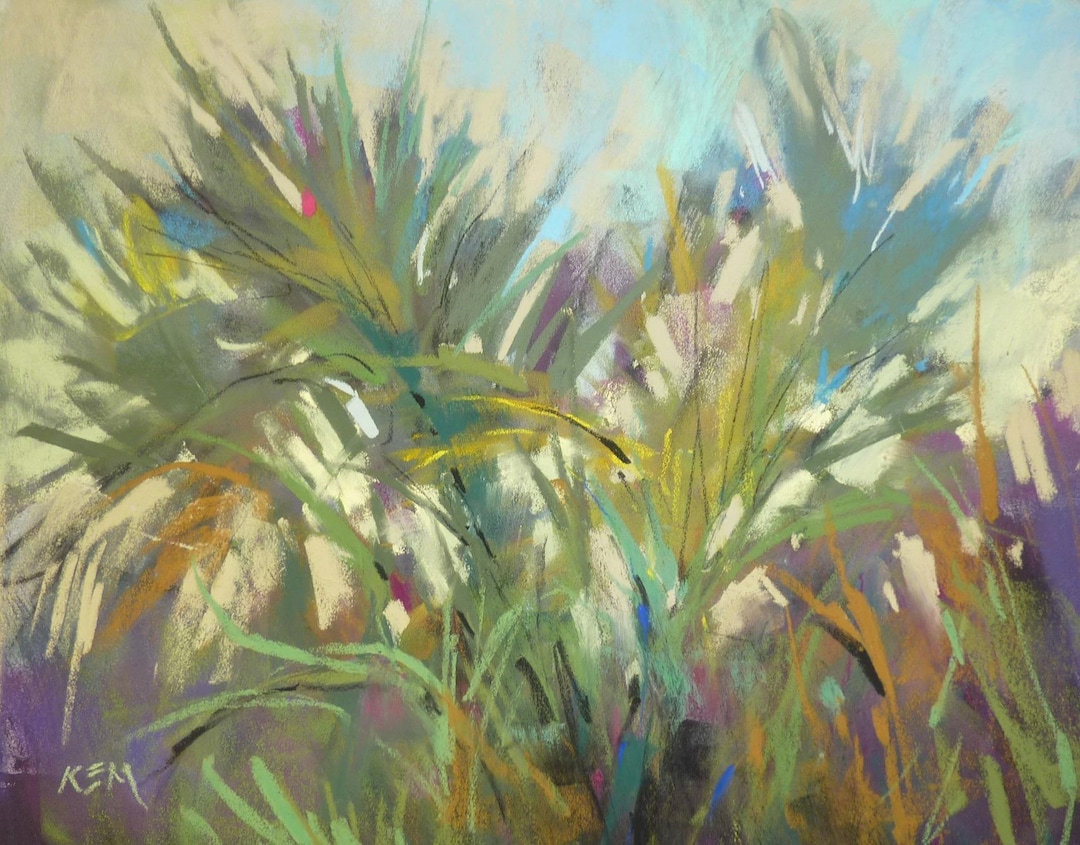 Original Pastel Contemporary Palm Tree Colorful 9x12 by Karen Margulis ...