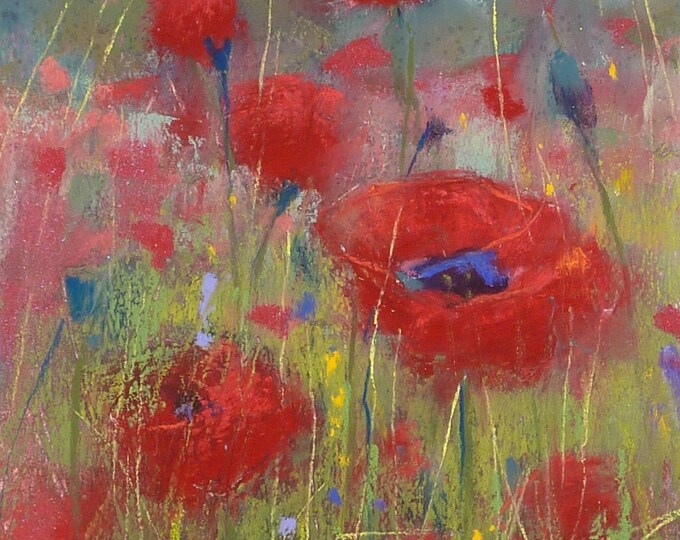 Red POPPIES Poppy Flower 6x8 Original Pastel Painting Karen Margulis - Etsy
