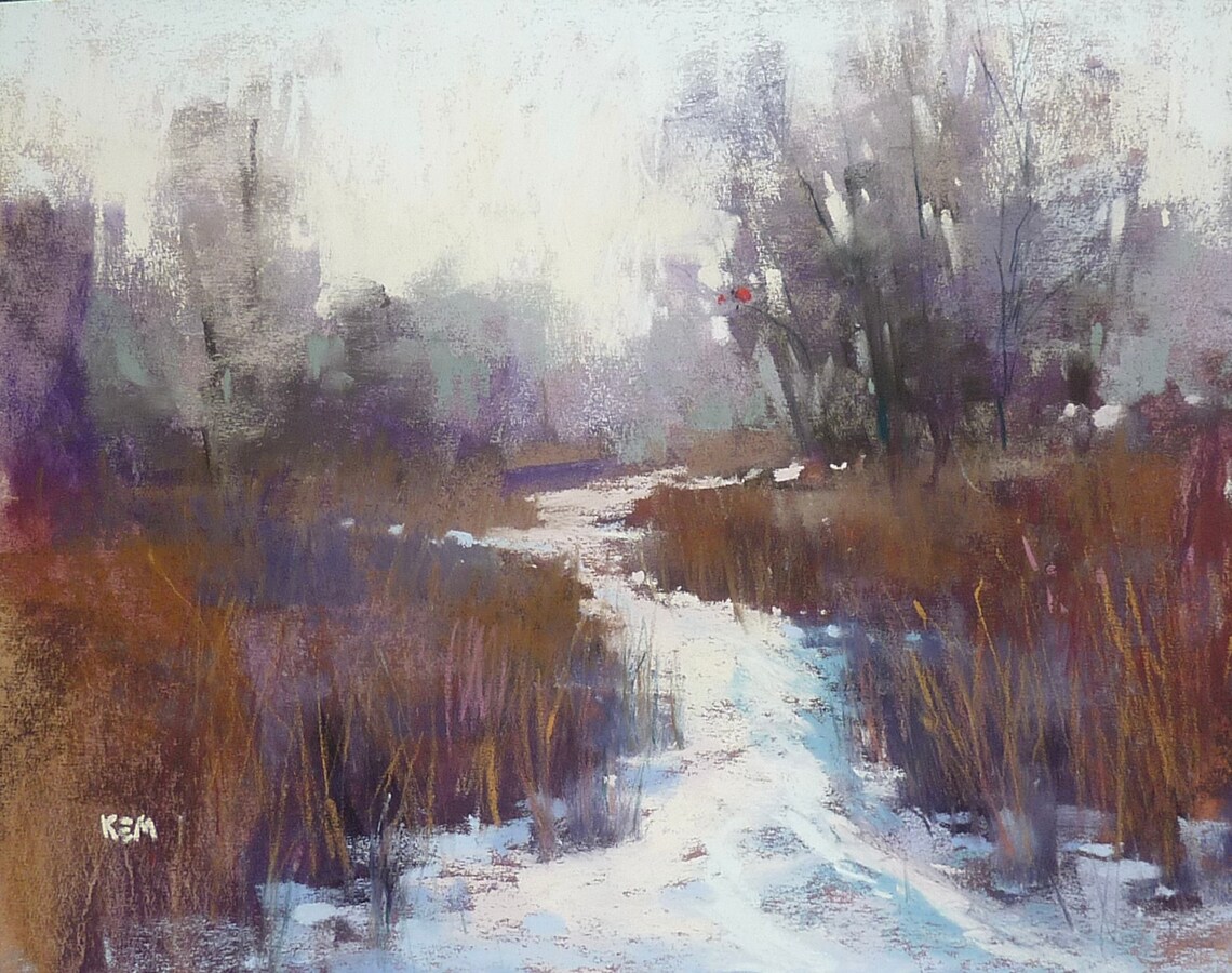 Winter Landscape First Snow Park Original Pastel Painting - Etsy Winter Landscape First Snow Park Original Pastel Painting - Etsy
