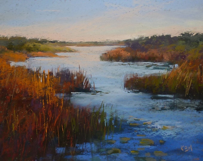 FLORIDA Pond Wetlands Landscape Original Pastel Painting Early Morning ...