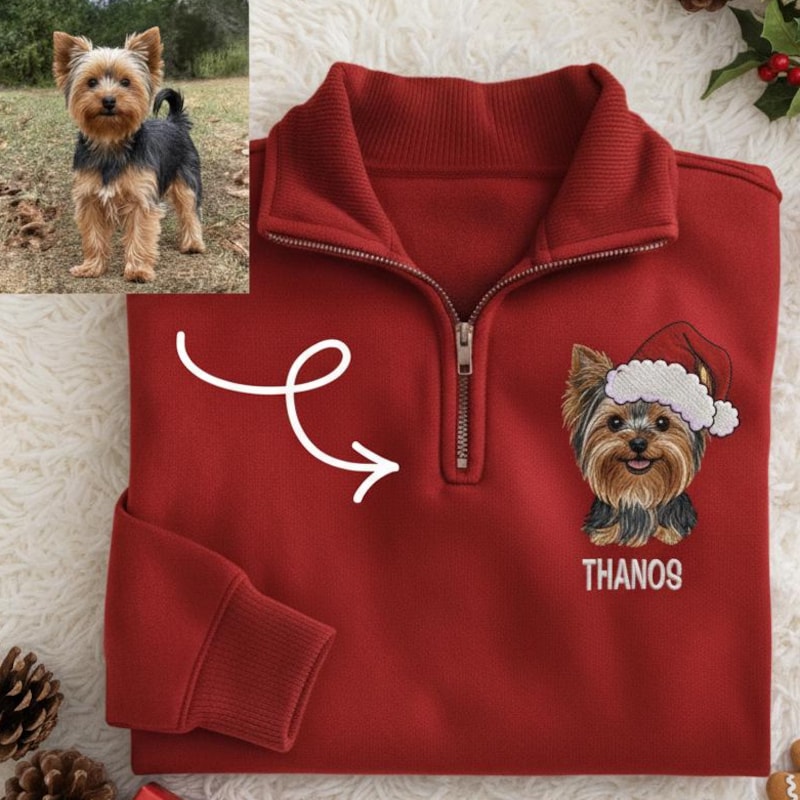 Dog Quarter Zip Embroidered - Etsy