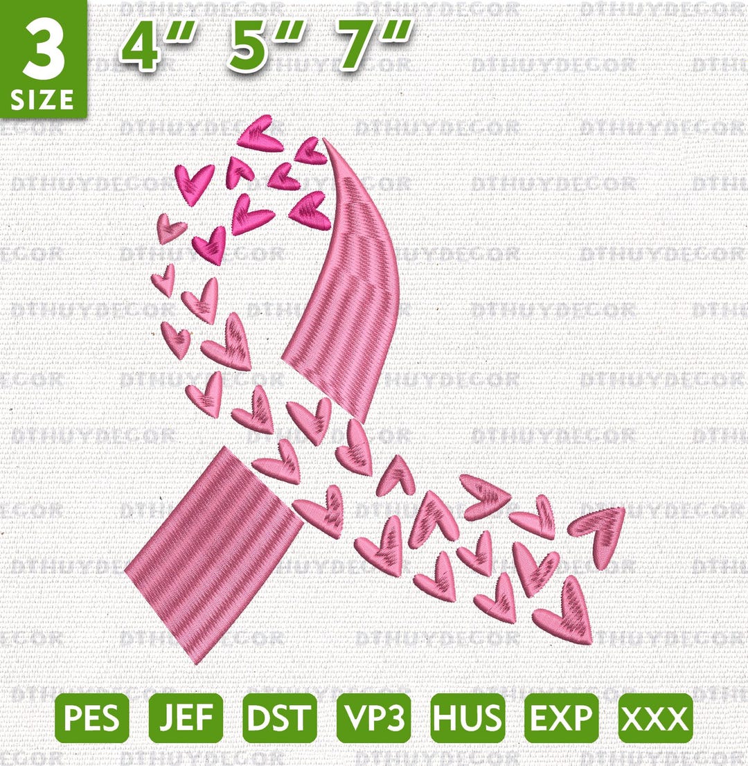 Breast Cancer Awareness Embroidery Design, Breast Cancer Coquette ...