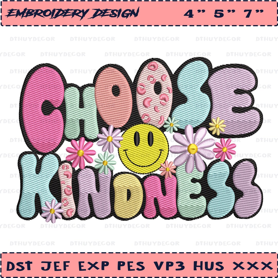 Choose Kindness Embroidery Design, Back to School Embroidery Design ...