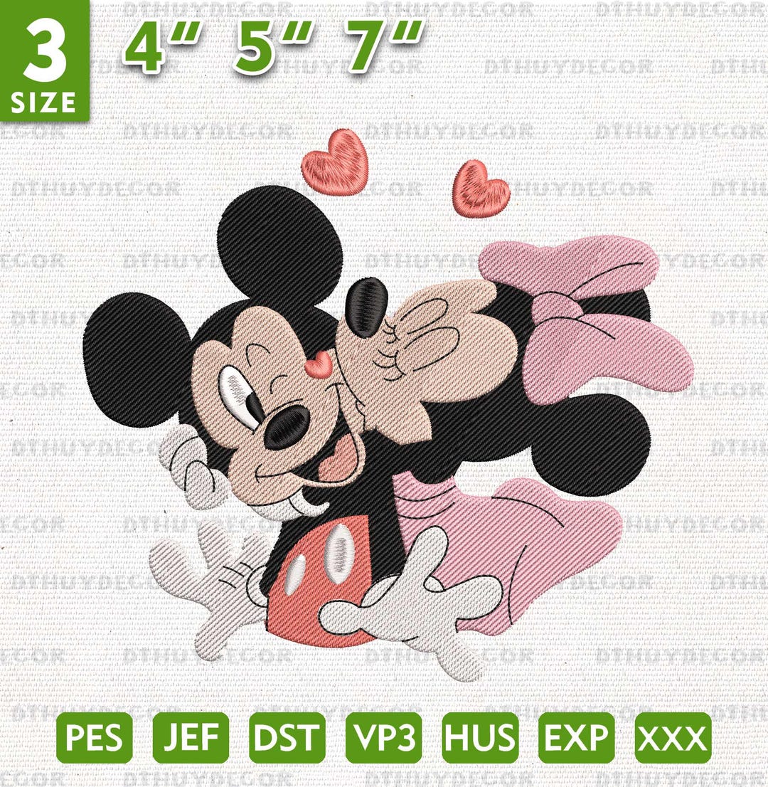 Couple Mouse Heart Embroidery Design, Valentine Embroidery Design ...