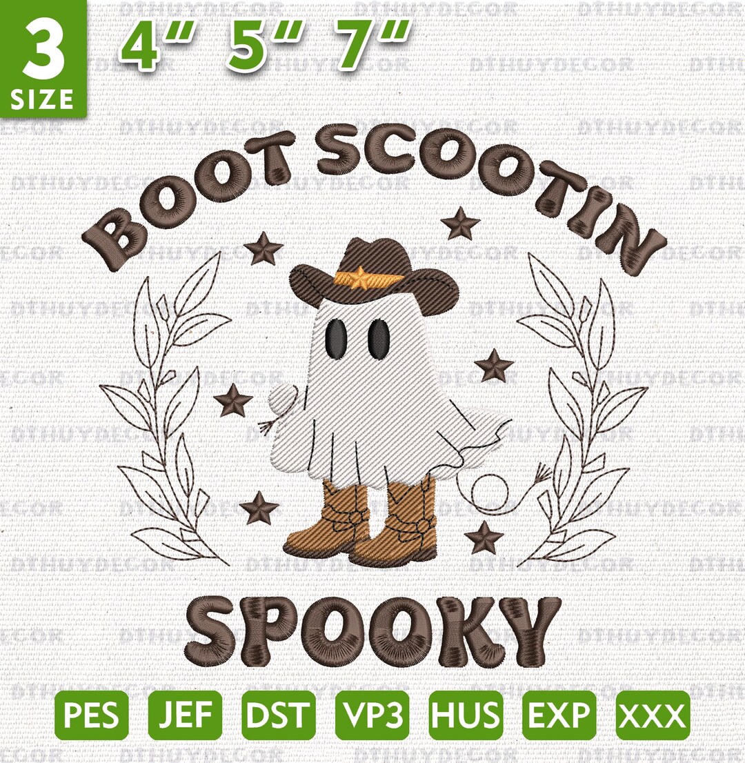 Halloween Embroidery Design, Boot Scootin Spooky Embroidery Design ...