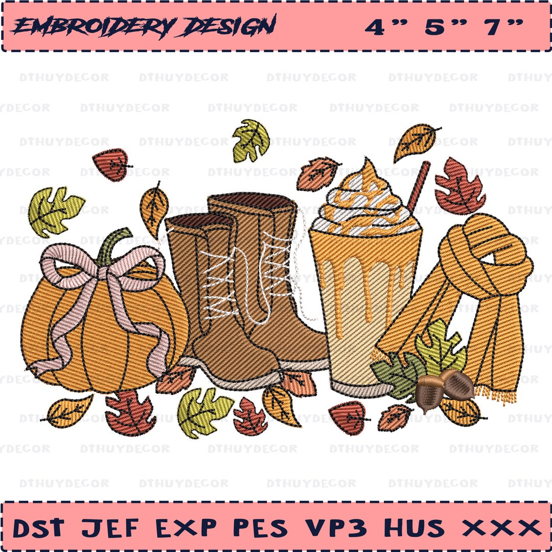 Fall Embroidery Design, Fall Basics Embroidery Design, Coquette Pumpkin ...