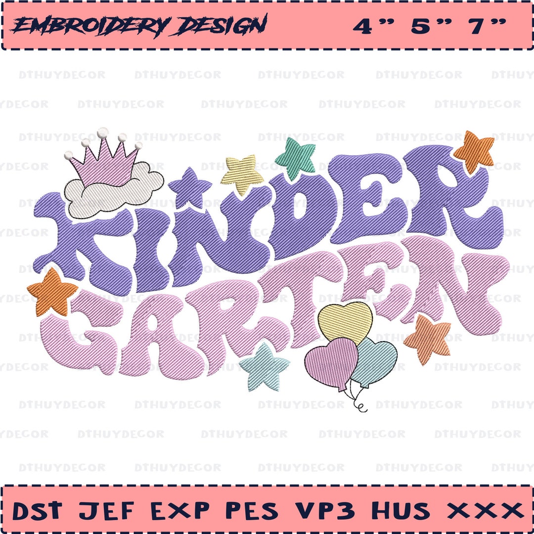 Back to School Embroidery Design, Kindergarten Embroidery Design ...