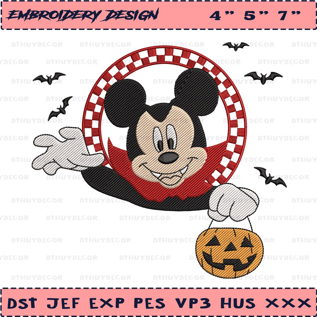 Halloween Embroidery Design, Checkered Scary Mouse Embroidery Design ...