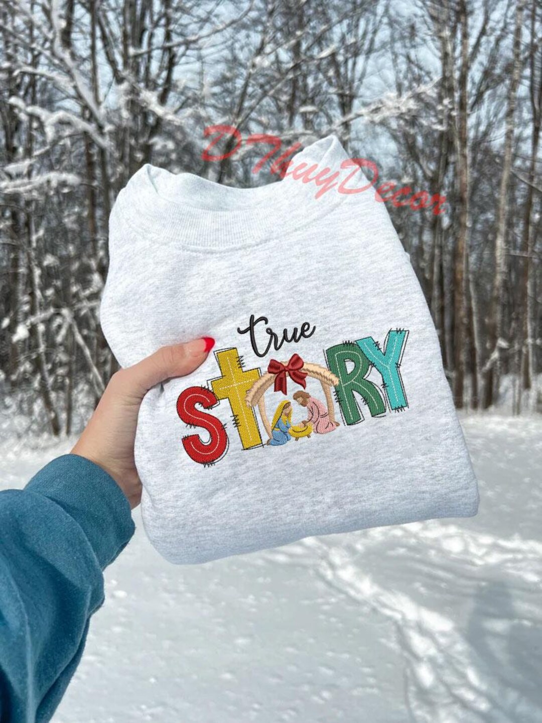 Christmas Nativity Embroidered Hoodie/sweater, Christmas Embroidered ...