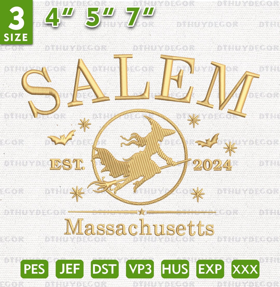 Witch City Embroidery Design, Salem Embroidery Design, Halloween ...