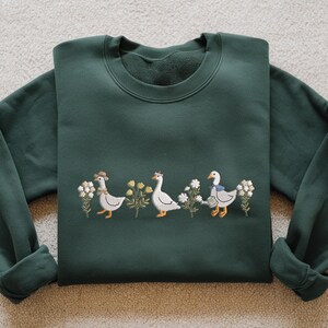 Cute Goose Embroidery Design, Floral Goose Embroidery Design, Animal ...