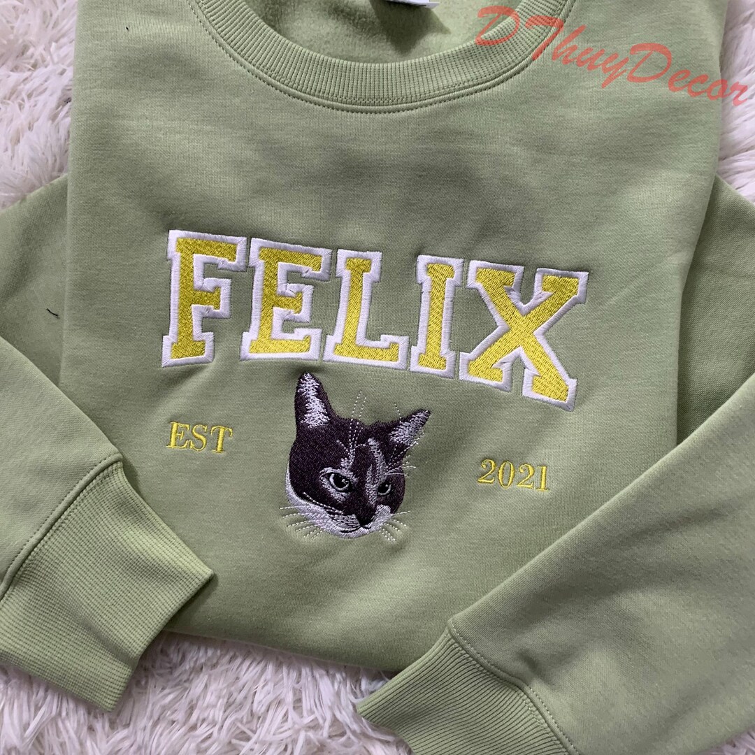 Dog & Cat Face Personalized Sweaters, Custom Pet Face Embroidered ...