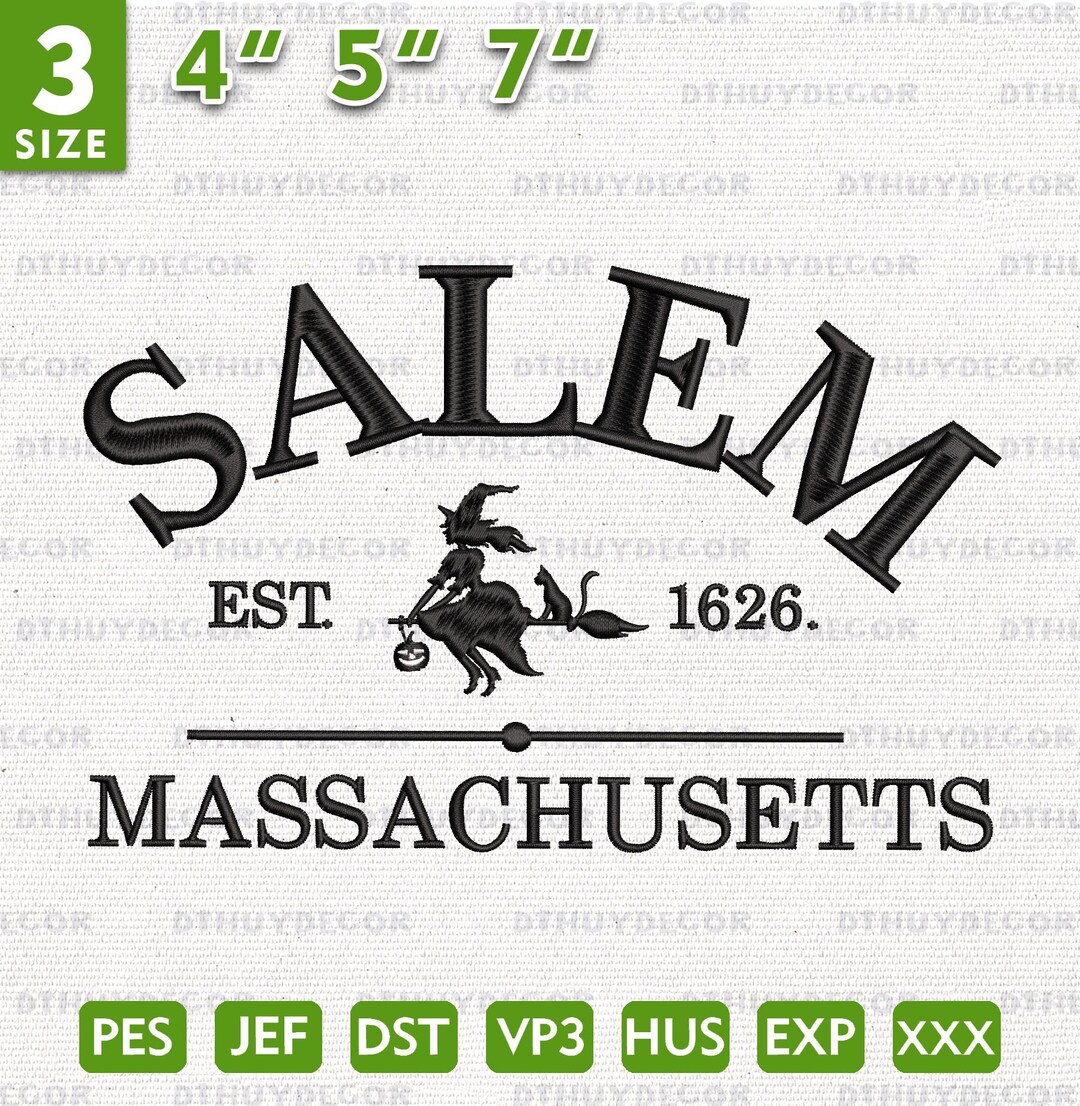 Witch City Embroidery Design, Salem Embroidery Design, Halloween ...