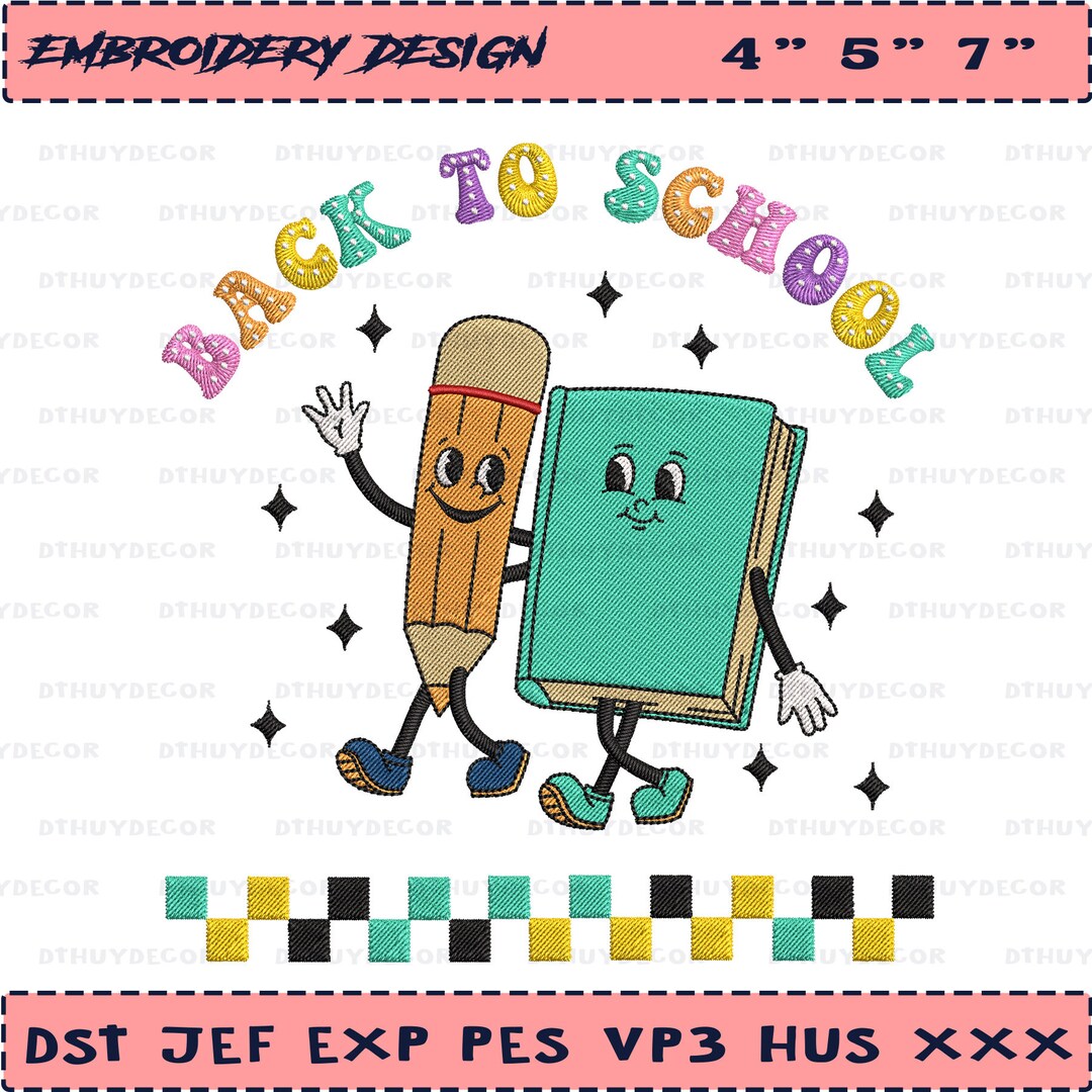 Funny Back to School Embroidery Design, Back to School Embroidery ...
