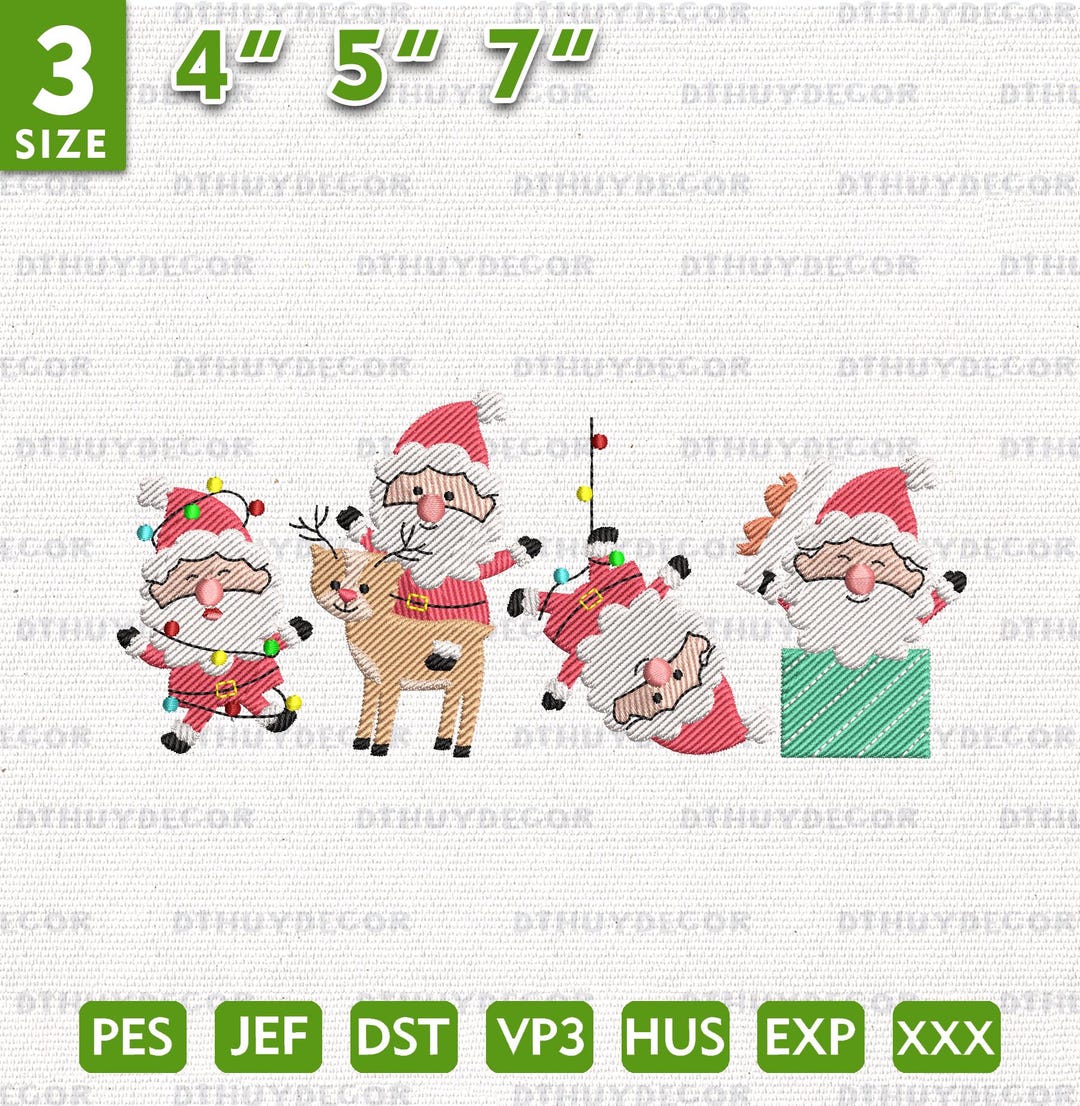 Funny Christmas Embroidery Design, Funny Santa Claus Embroidery Design ...