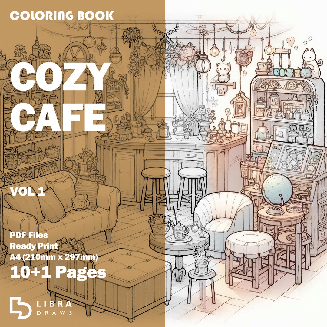 Cozy Café Coloring Pages Printable PDF A4 Size 101 Pages - Etsy