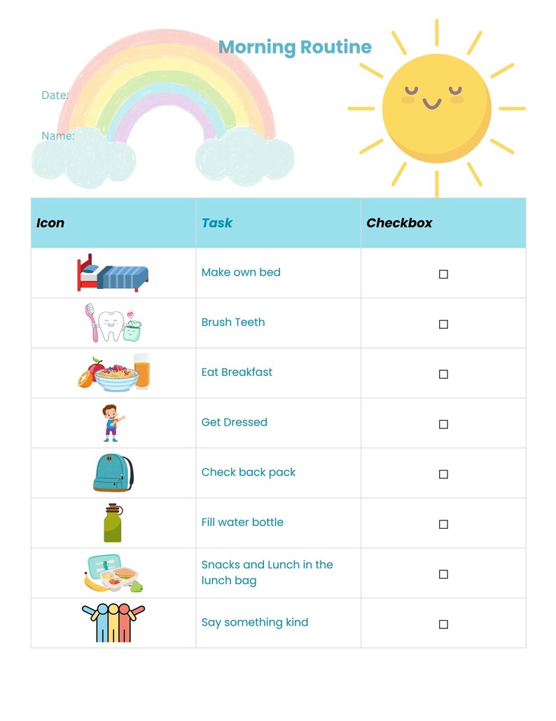 Kids Routine Chart Bundle: Morning, Evening, Weekly Tasks (printable ...