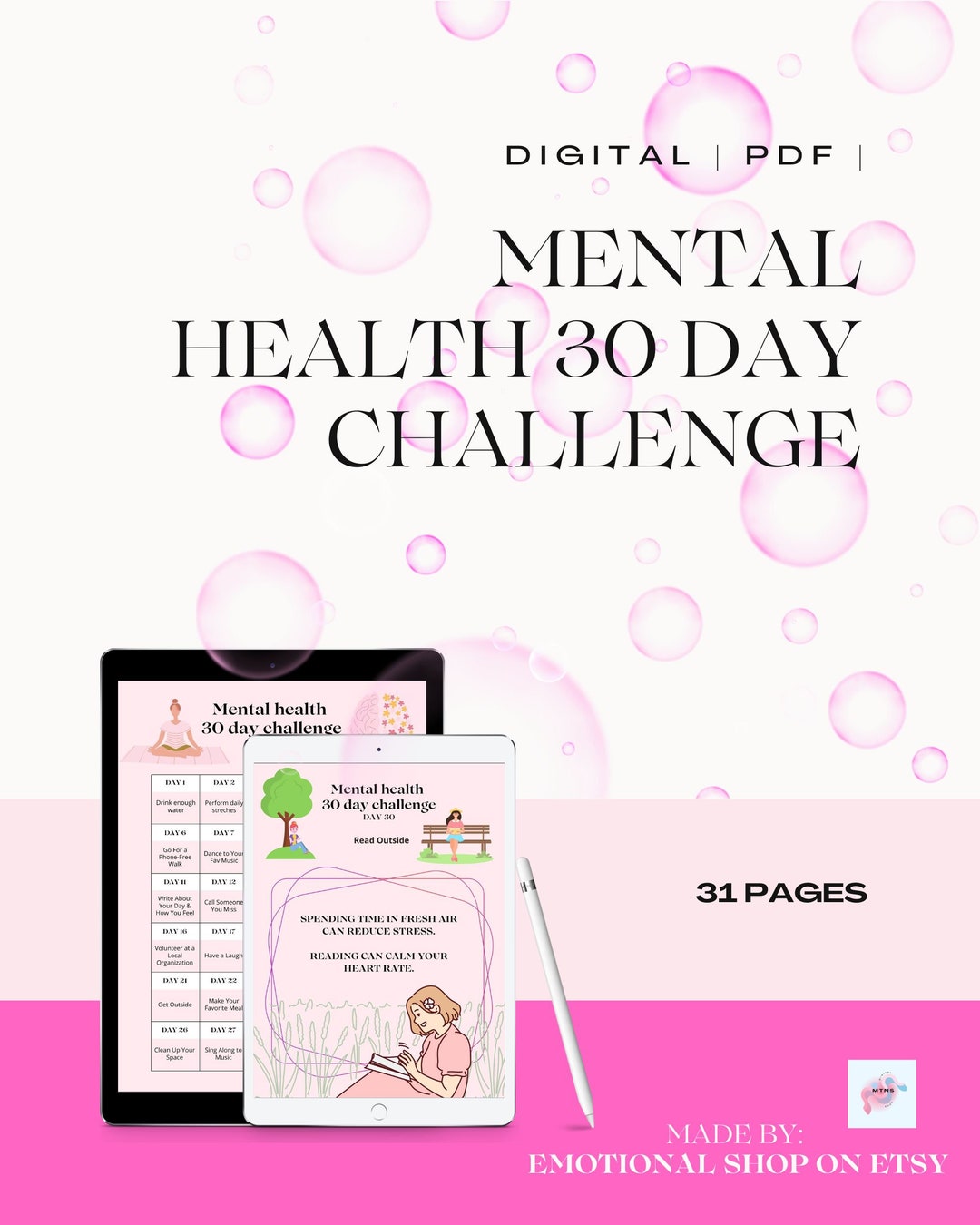 30-day Mental Health Challenge: Printable & Digital Edition. PDF File ...