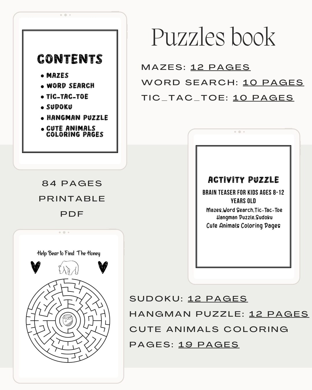 Ultimate Kids' Puzzle & Activity Book: 84 Pages of Fun! PDF, Printable ...