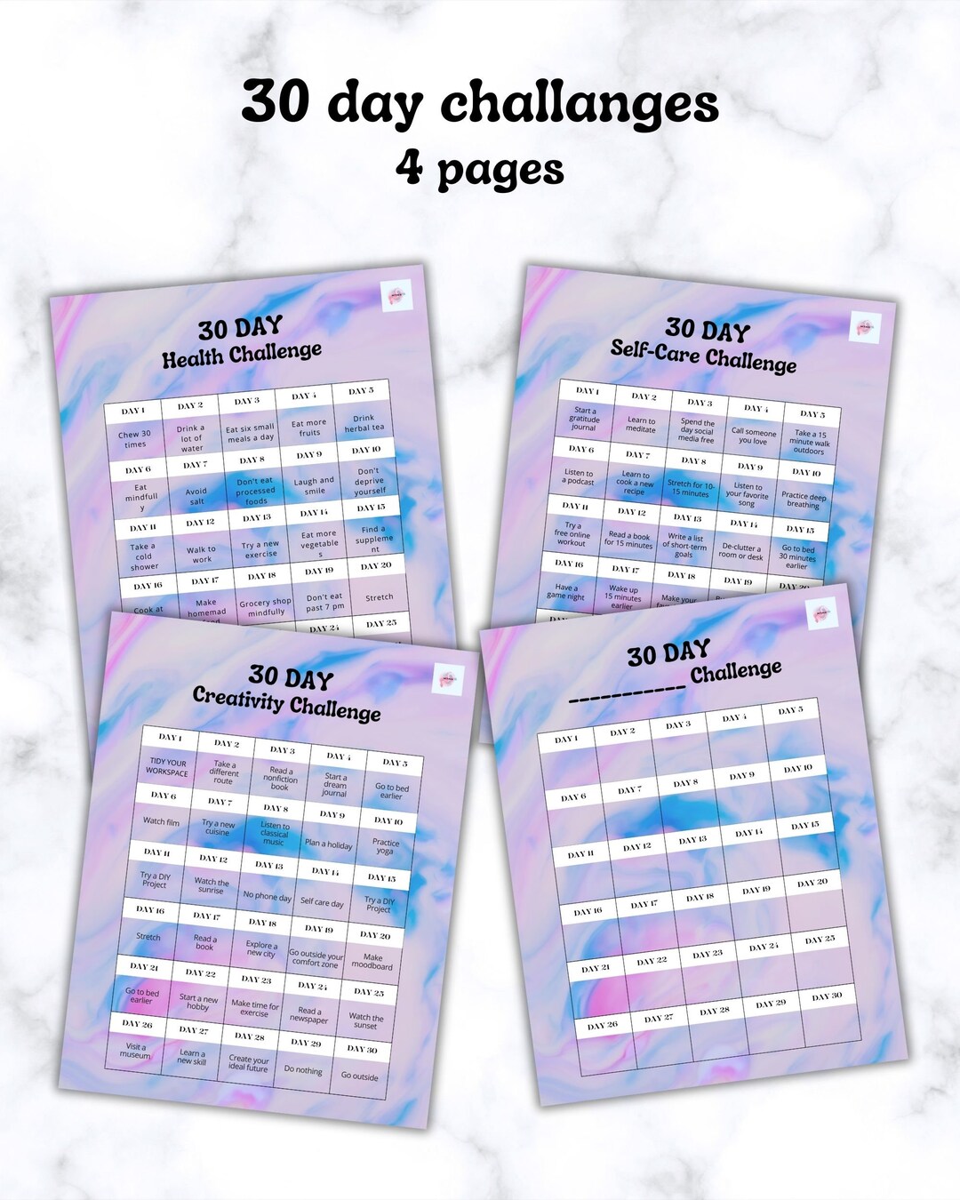 30 Day Challenges, Self-care, Health, Creativity, New Goal, 2024 Goal ...