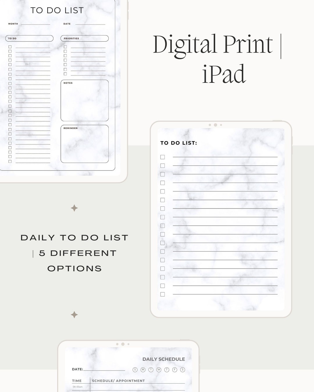 Digital to Do List, 5 Different Options, Print, Goodnotes, 5-in-1 ...